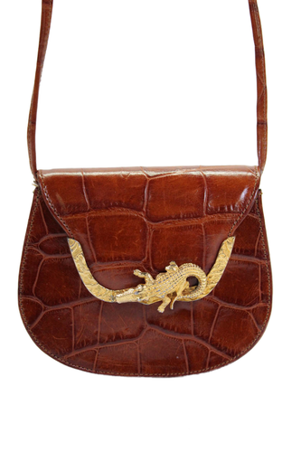 Ann Turk Womens Leather Animal Print Crossbody Handbag Brown Size Small ...