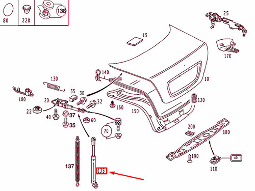 NEW MERCEDES-BENZ S W220 REAR LID RIGHT GAS SPRING A2207500236 OEM | eBay