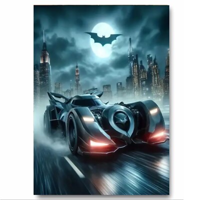 batman Batmobile 1989 Tim Burton inspired Artwork Printed on Metal Sign ...