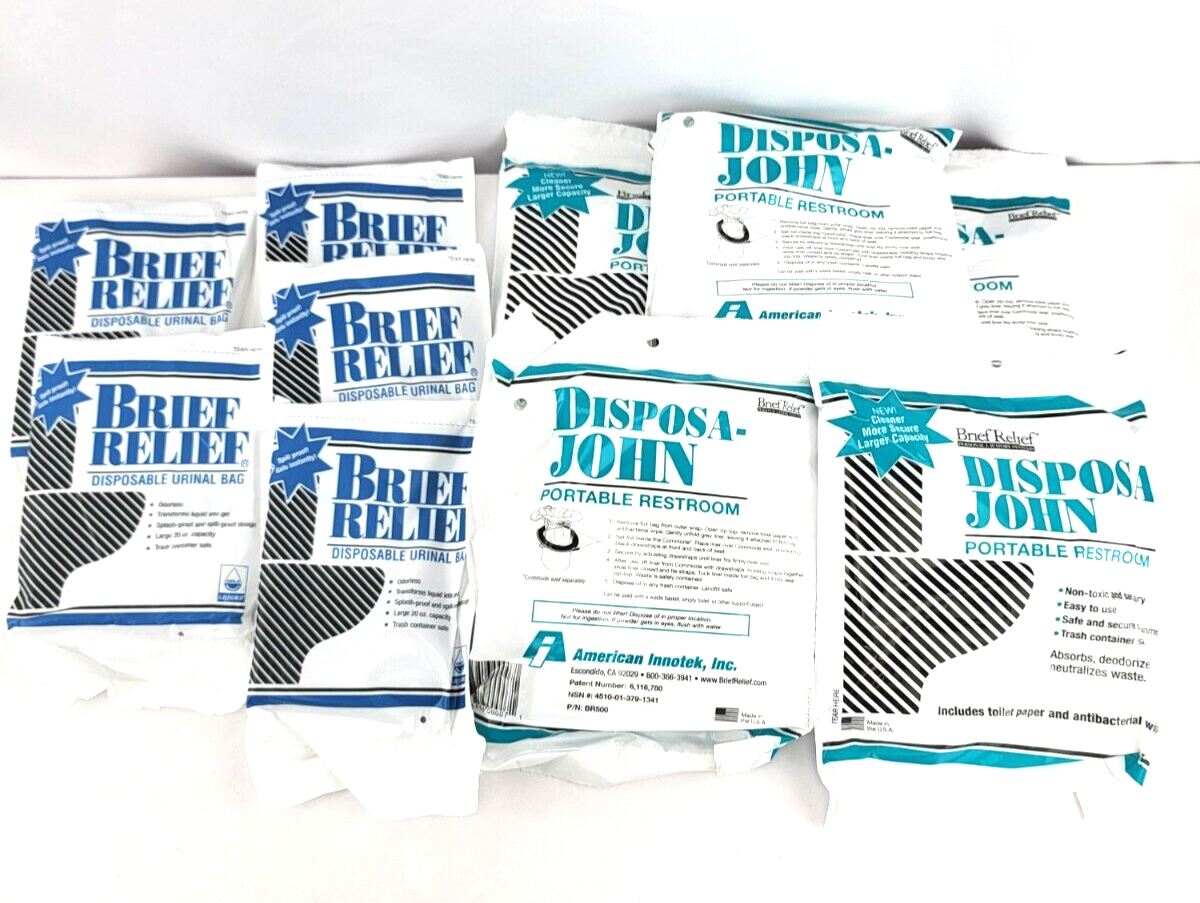 Lot of 10 Disposable Urinal Bags Brief Relief & Disposa John Portable ...