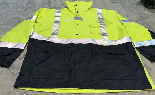 New Visibility Enhanced Apparel 3M Scotchlite Waterproof Hood Jacket Sz ...