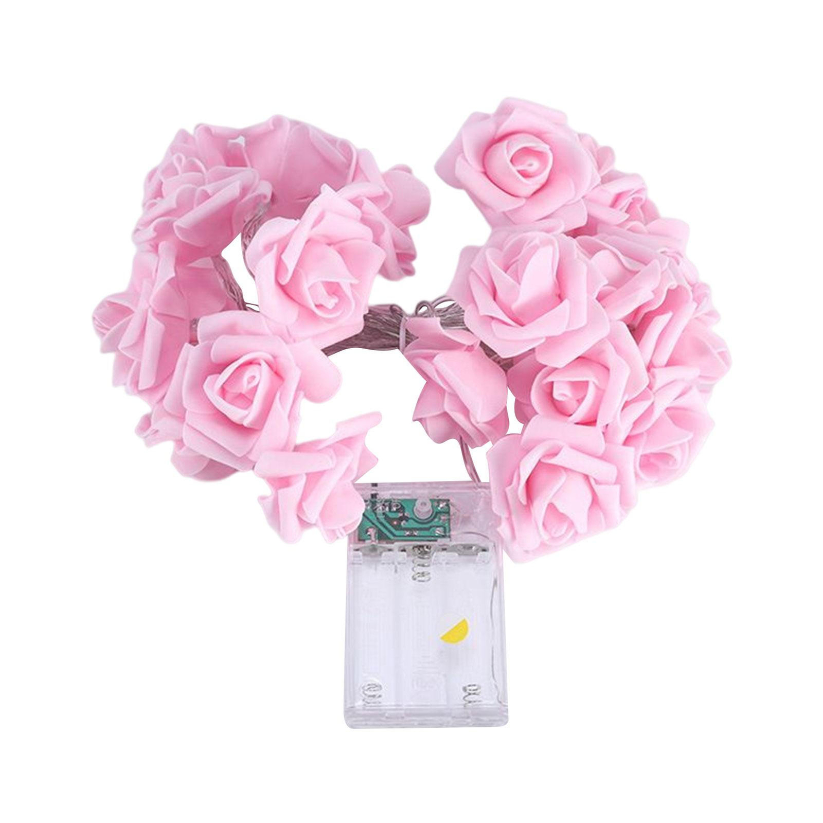 Battery Lights Graceful Pink Lights Rose Garland String Floral White ...