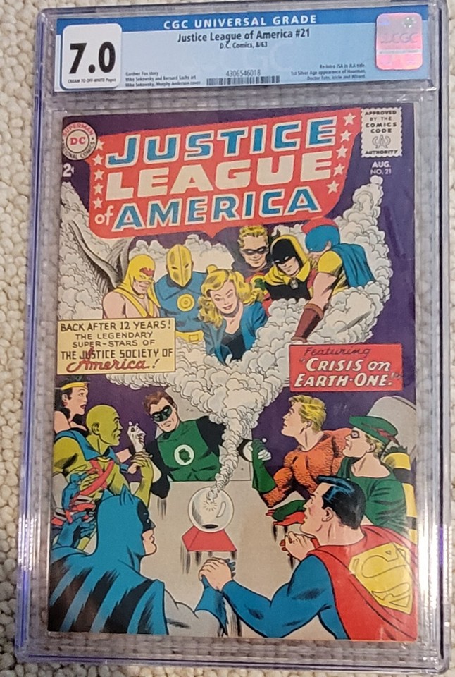 Justice League of America #21 - D.C. Comics 1963 CGC 7.0 Re-Intro JSA ...