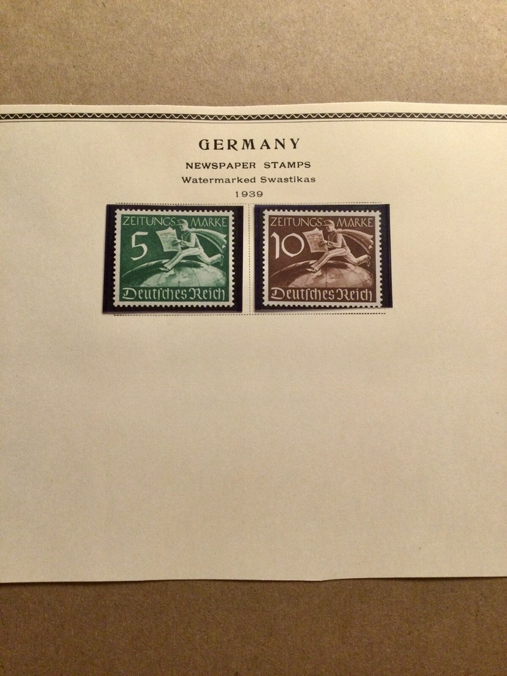 Germany Lot - 68 Stamps Collection 1933-44 on 7 Cut Minkus Album Pages ...
