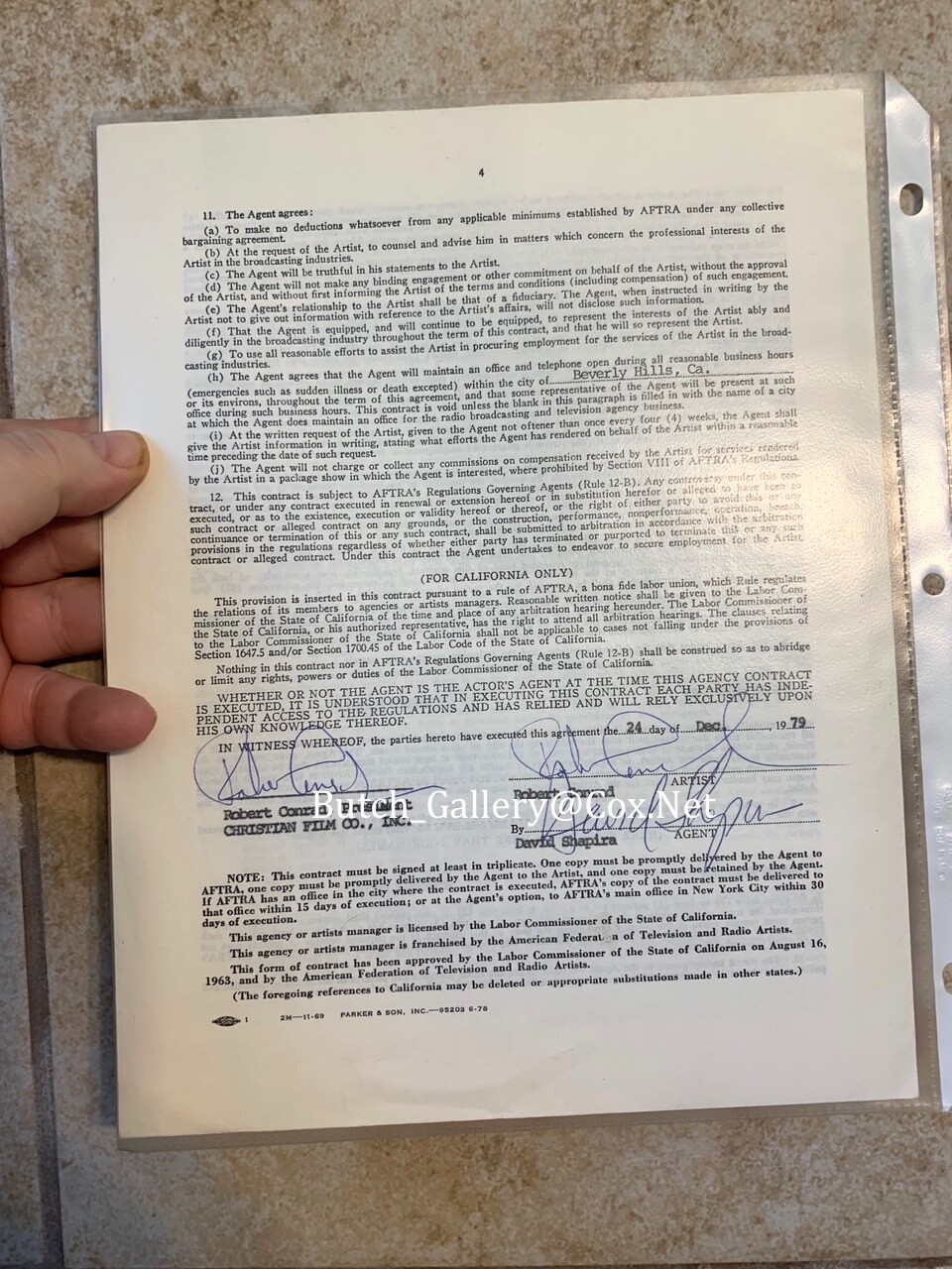 ROBERT CONRAD signed autograph contract | eBay