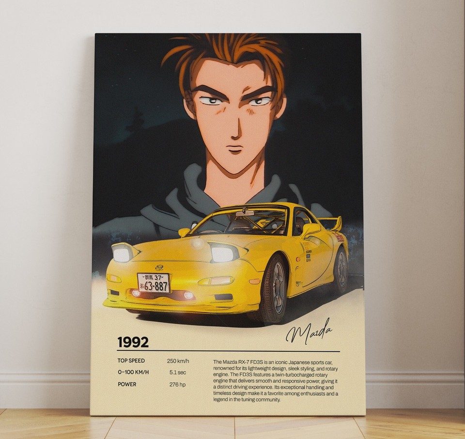 Initial D Collection: Iconic Characters & Cars - A1/A2/A3/A4 Canvas ...