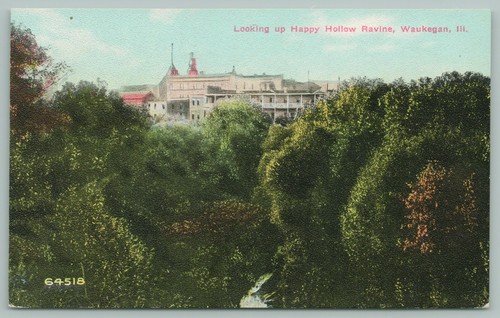 Waukegan Illinois~Looking up Happy Hollow Ravine~Resort @ Top~c1910 ...