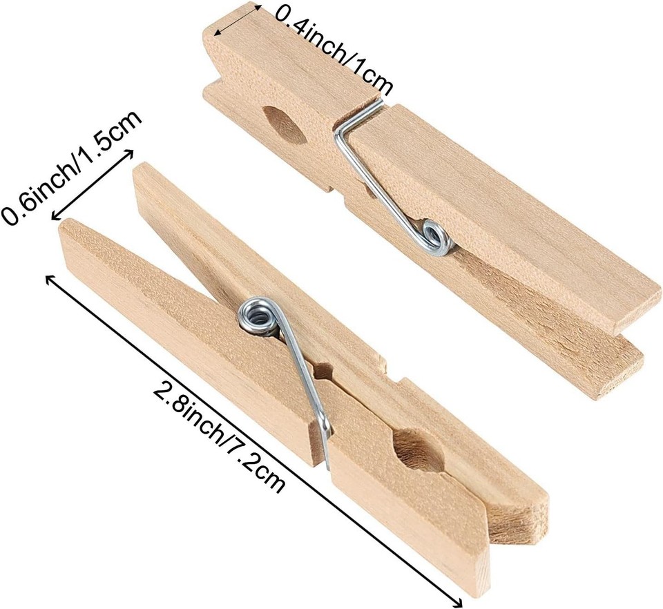 400 Pack 3 Inch Natural Wooden Clothes Pins, Sturdy Large Wooden ...