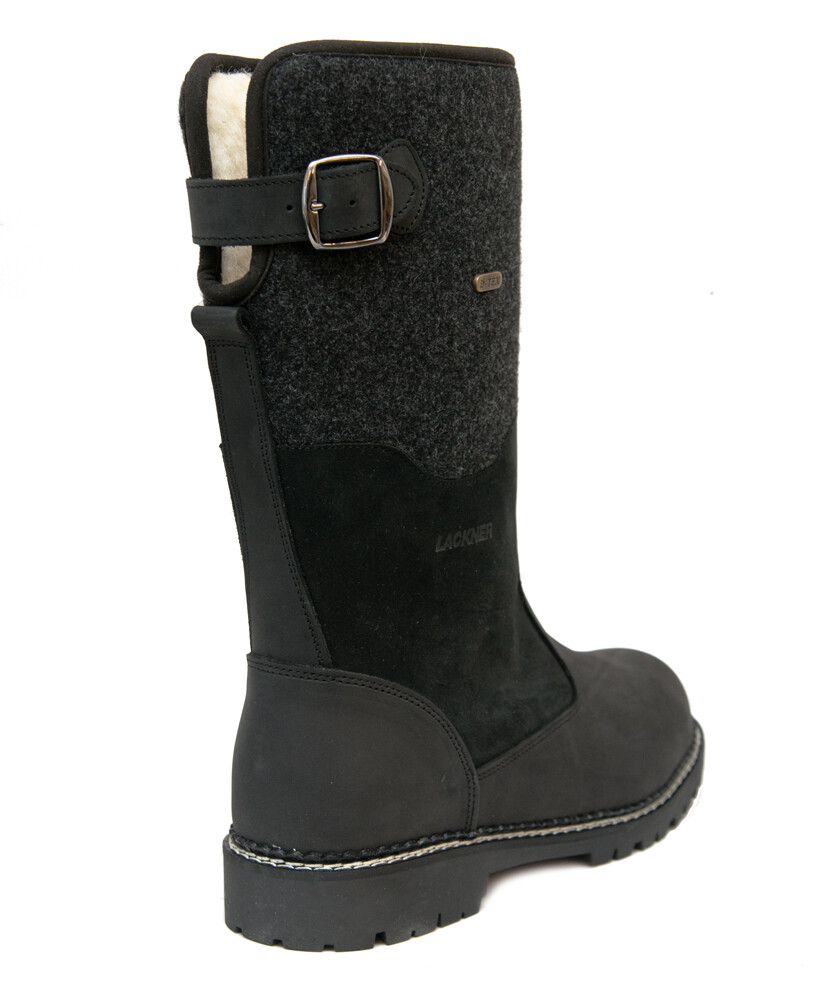 Lackner Stiefel Winter schwarz Leder Schurwolle Wolle Futter 7657/1 ...