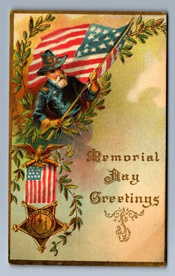 1909 GAR CIVIL WAR MEMORIAL DAY SOLDIER UNIFORM MEDAL FLAG EAGLE ...