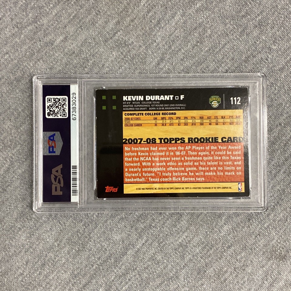 2007 Topps #112 Kevin Durant Autographed On Card Hand Signed Auto PSA 5 ...