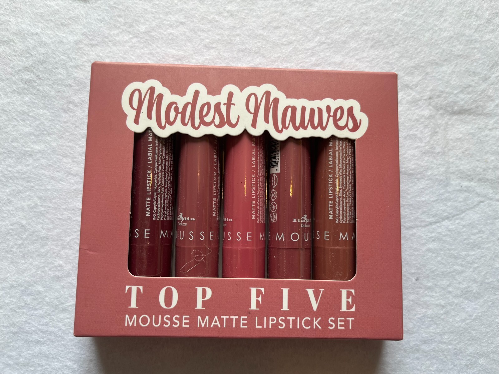 5pcs ITALIA Deluxe Top Five Mousse Matte Lipstick Modest Mauves Item No ...