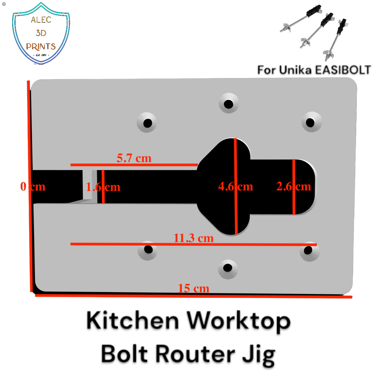 Kitchen Worktop Bolt Router Jig - Perfect Joinery with Alec 3D Prints ...