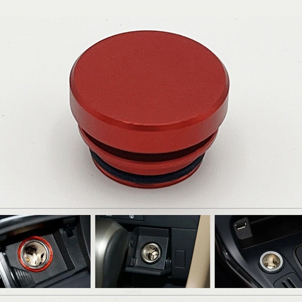 1X Red Aluminum Car Cigarette Lighter Cover Cap Waterproof Dustproof ...