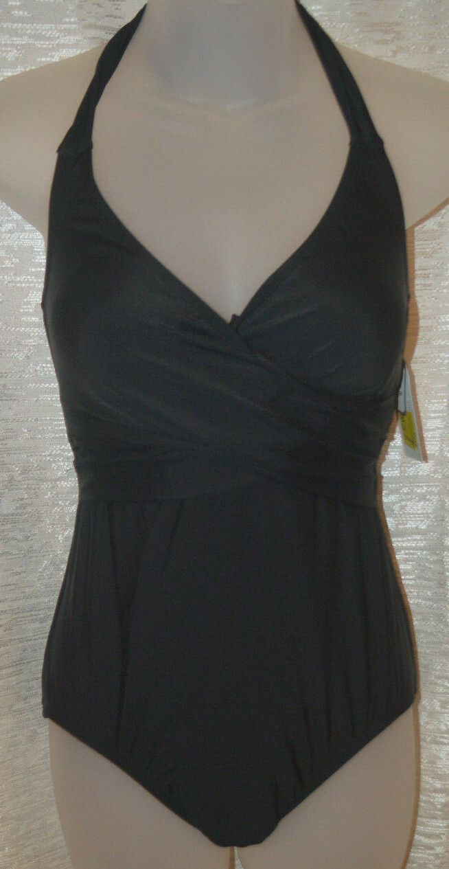 Women's Time And Tru Black One Piece Full Coverage Swim Suit Sizes S, L ...