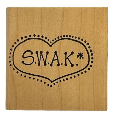 SWAK Sealed With A Kiss Love Valentine’s Sweet Acronym Word Wood Rubber ...