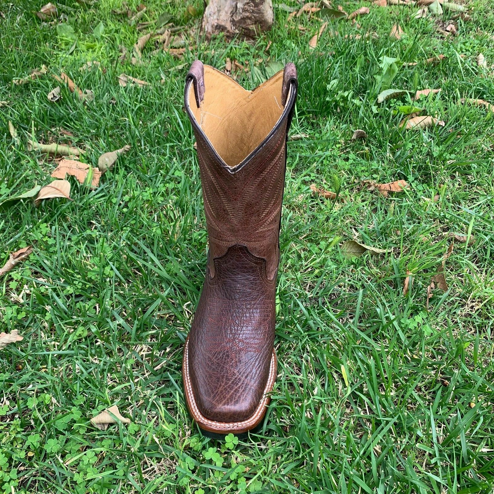 Men's Genuine Bull Shoulder Leather Cowboy Western Square Toe Rodeo ...