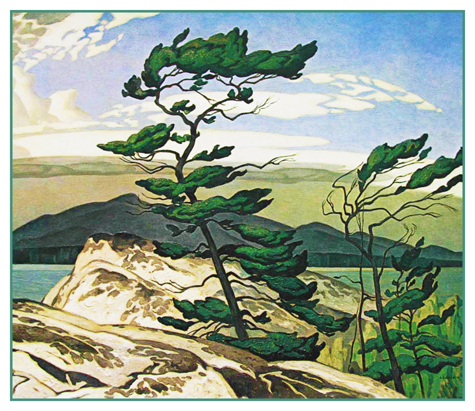 AJ Casson Jack Pine Tree River Side Landscape Counted Cross Stitch ...