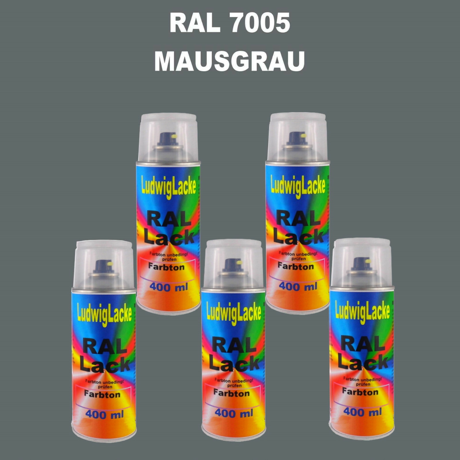 RAL 7005 Mausgrau Glänzend Spraydosen 5 x 400ml