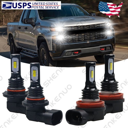 4X For 2019 2020 Silverado WT Custom Trail Boss LED Headlight Bulb H11 ...