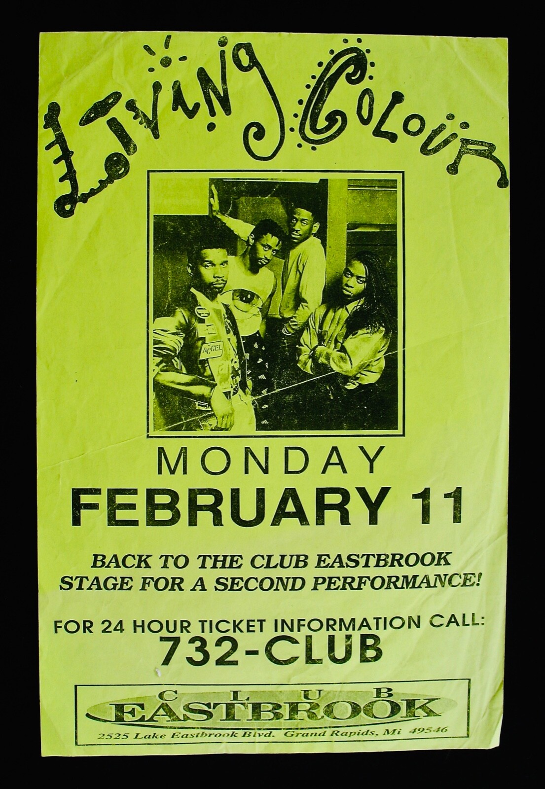 LIVING COLOUR~Concert Poster~Club Eastbrook~Grand Rapids, Michigan ...