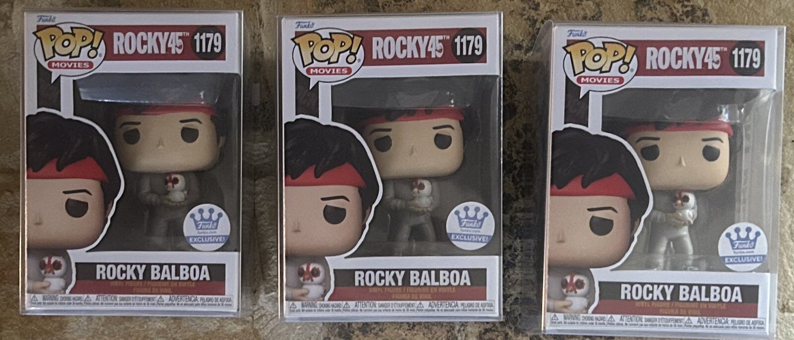 Lot Of 3 ~ ROCKY 45th Anniversary BALBOA Funko Pops 1179 chicken w ...