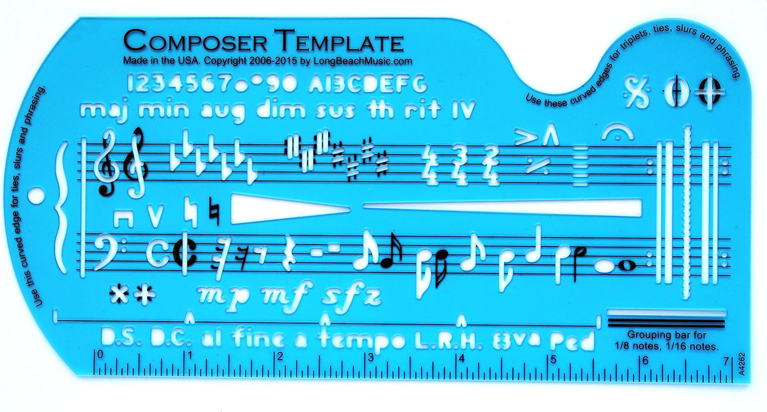 Song Writers Composing Template Stencil for Music Notes & Symbols with ...