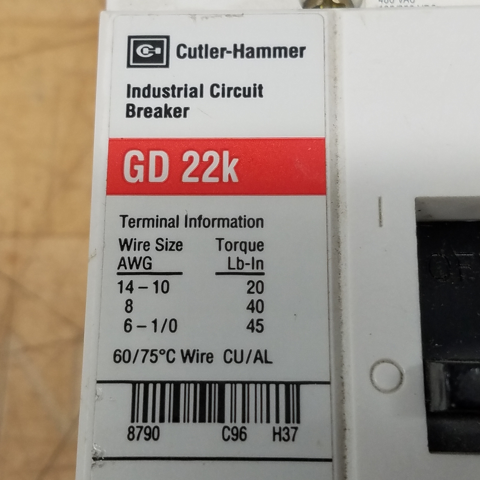 Cutler Hammer GD 22k Issue No. M-1777 70 Amp 480 VAC 250vdc 3 Pole ...
