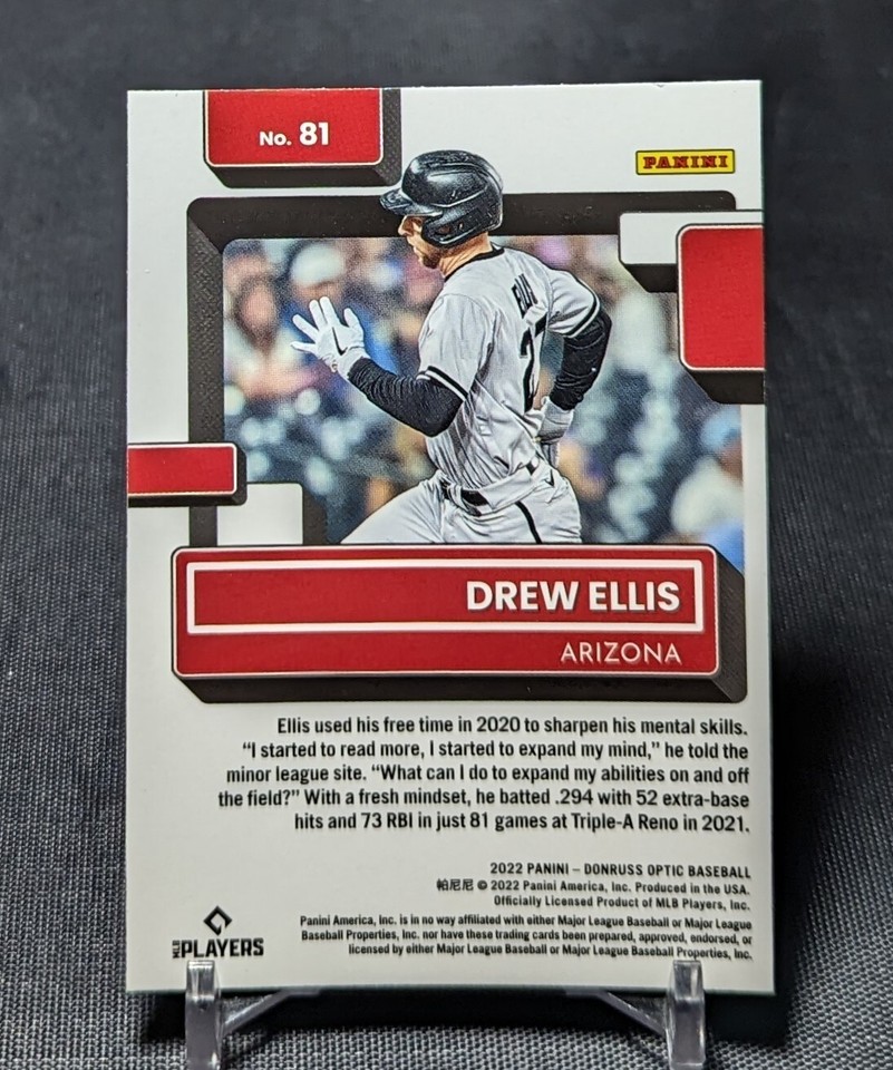 Drew Ellis Base Rated Rookie RC 2022 Donruss Optic Card #81 Arizona ...