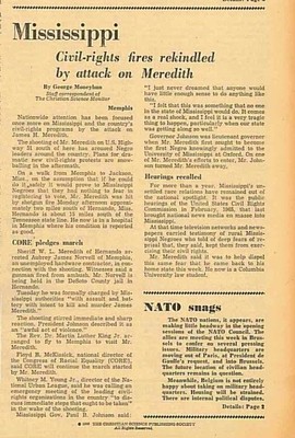 CIVIL RIGHTS FIRES REKINDLED BY ATTACK ON MEREDITH MARCH JUNE 8 1966 ...