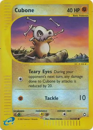 Cubone - 72/147 - Pokemon Aquapolis Reverse Holo Rare Card NM | eBay