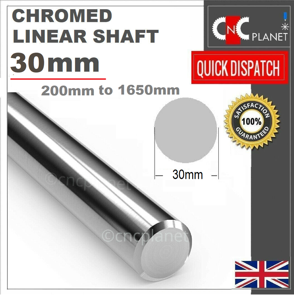 30mm Shaft Smooth Chromed Steel Linear Round bar Rail slide rod Bearing ...