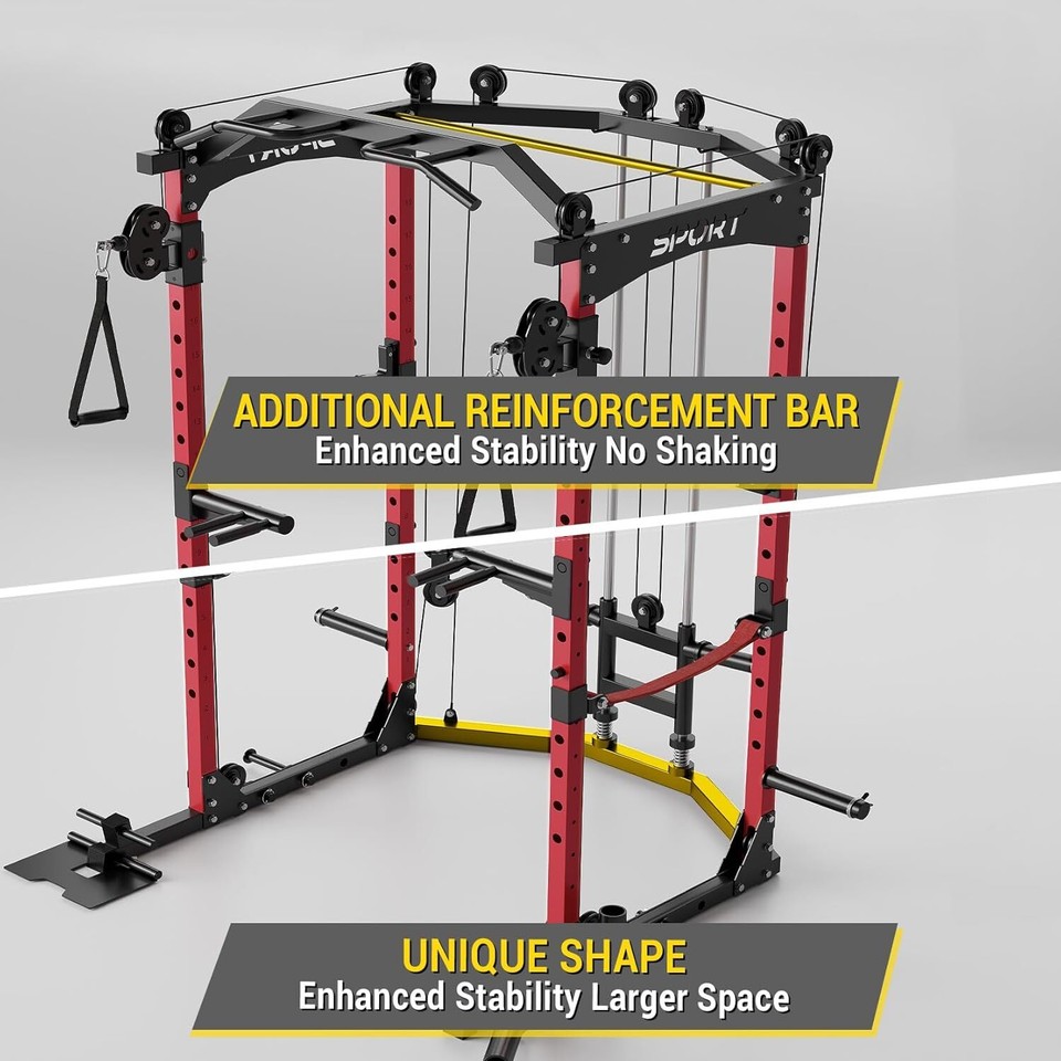 Power Cage Multi-Functional Squat Rack with Cable Crossover System for ...