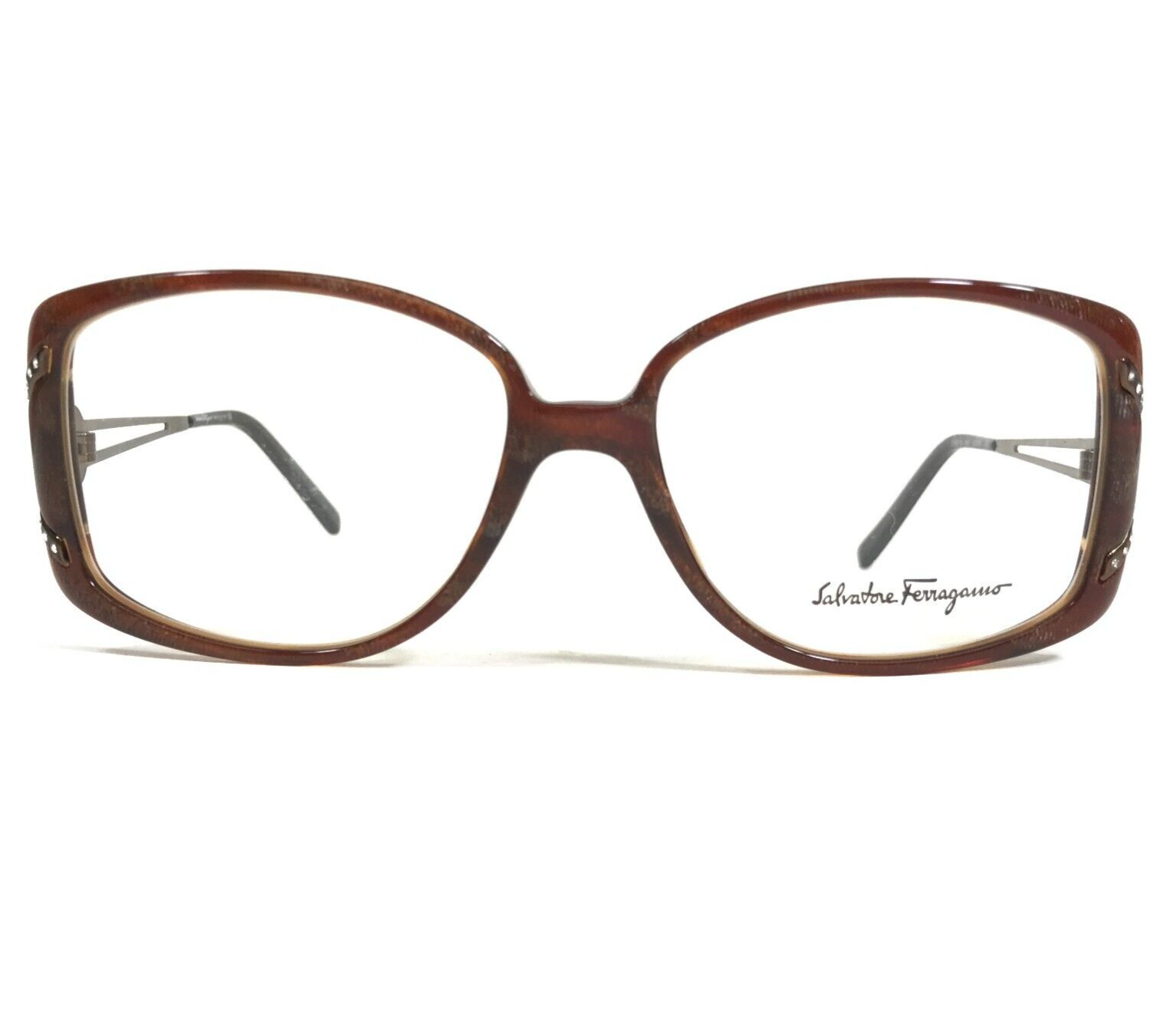 Salvatore Ferragamo Eyeglasses Frames 2583-B 457 Brown Square Crystals ...
