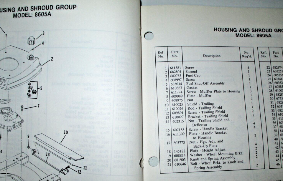 Lawn Boy Scamp 4505A 8605A 4250A Walk Behind Lawn Mower Parts Catalog ...