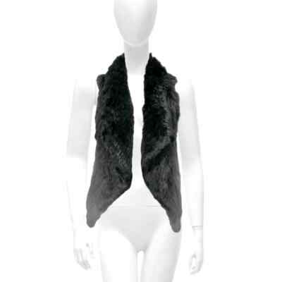 Yves Salomon Genuine Rabbit Fur Vest Small Black Ombre Sleeveless ...