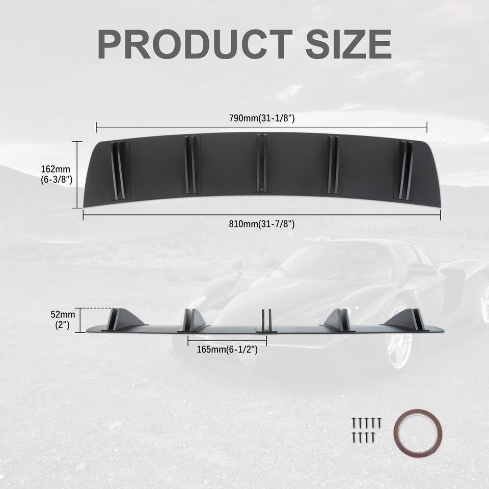For Honda Civic Del Sol Rear Diffuser 5 Shark Fins Bumper Lip Splitter ...