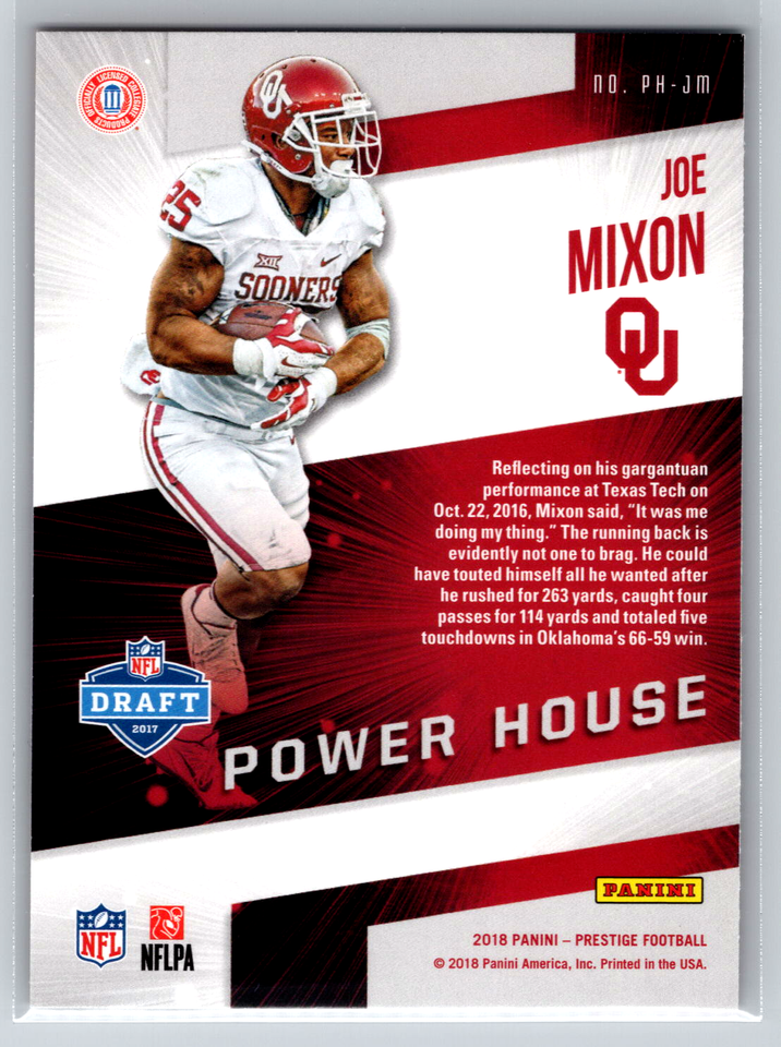 Joe Mixon 2018 Panini Prestige Power House PH-JM Oklahoma Sooners | eBay