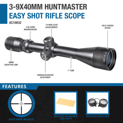 Barska Huntmaster 3-9x 40mm Easy Shot Reticle Riflescope Windage ...