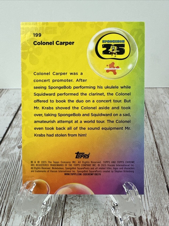 2025 Topps Chrome SpongeBob - Kelp Green Refractor Colonel Carper MINT ...