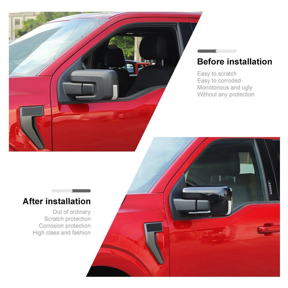 4x New black Rearview Mirror Rain Eyebrow Frame Cover Trim For Ford ...