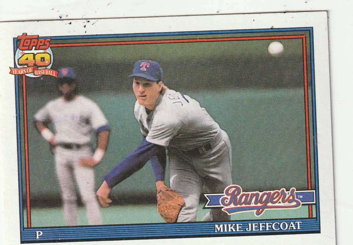 FREE SHIPPING-MINT-1991 Topps Mike Jeffcoat #244 RANGERS-40 YEARS OF ...