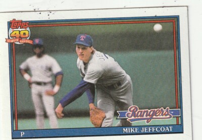 FREE SHIPPING-MINT-1991 Topps Mike Jeffcoat #244 RANGERS-40 YEARS OF ...