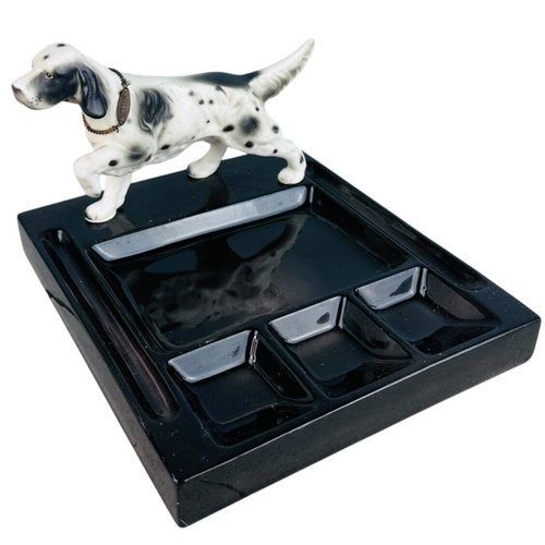 Vtg MCM swank Mens Valet tray w English Setter Pointer dog | eBay