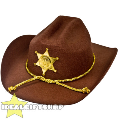 ADULTS SHERIFF HAT WILD WEST AMERICAN COP FANCY DRESS US DEPUTY OFFICER ...