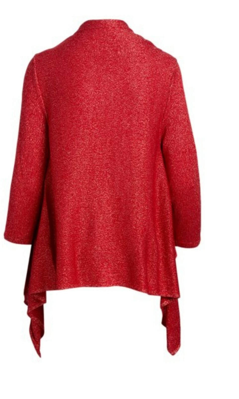 Emaline Cardigan Sidetail Open Front Sweater Red & Gold Shimmer Sz 2X ...