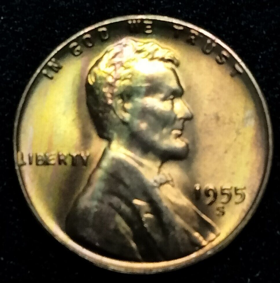 1955-S Lincoln Wheat 1 Cent Penny BIE Error Strike Through | eBay