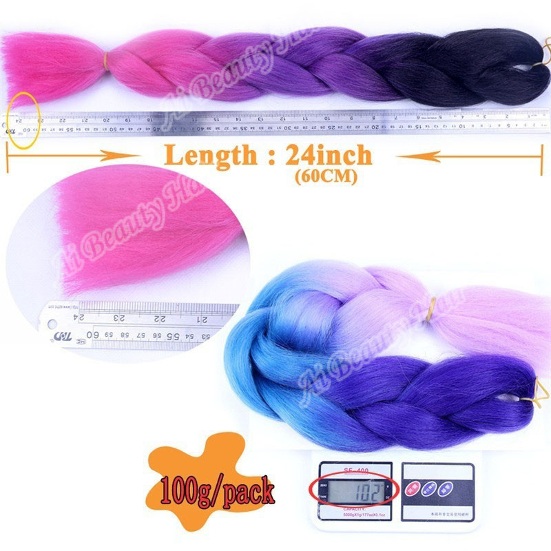 1 Pack 24'' 100g Hair Braiding Hair Extensions Synthetic Braids Hair ...