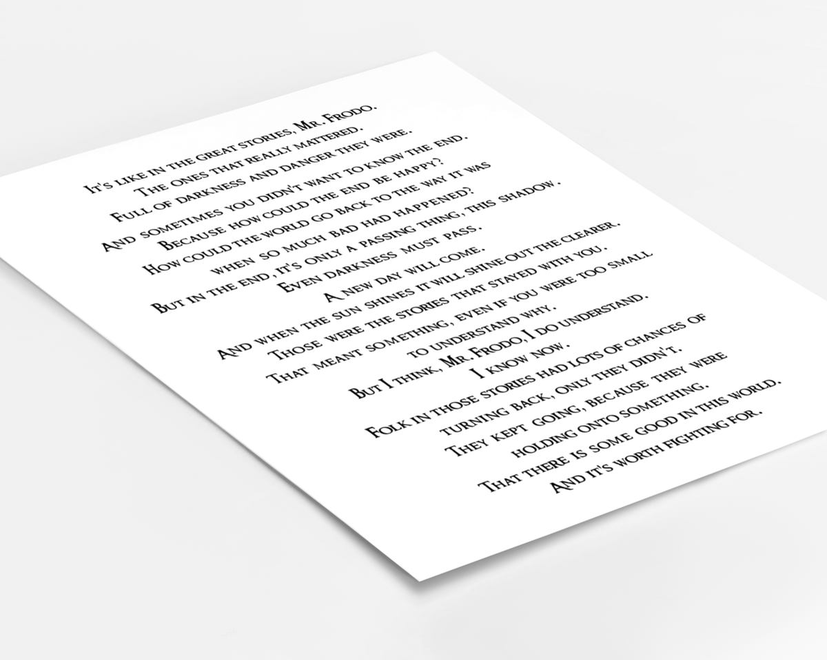 Samwise Lord Of The Rings Quotes LOTR The Two Towers The Tales That