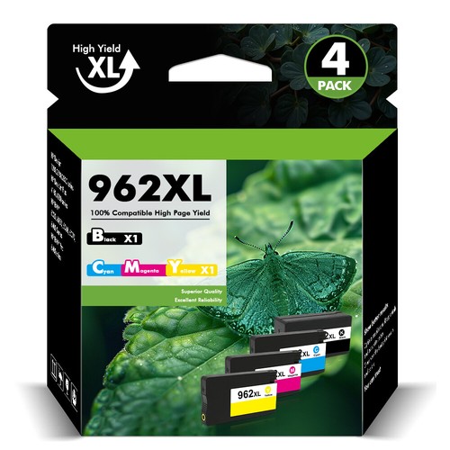 4Pack 962XL Printer Ink For HP OfficeJet Pro 9010 9015 9015e 9016 9018 ...